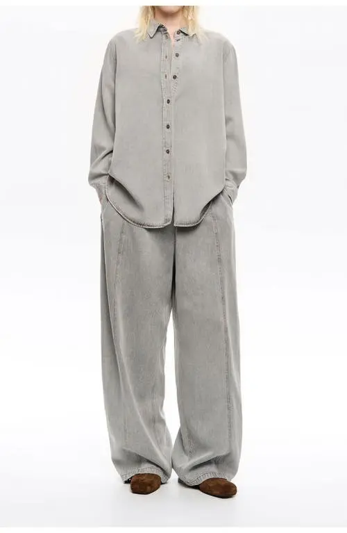 Bimba Y Lola Denim Wide Leg Trousers - Grey