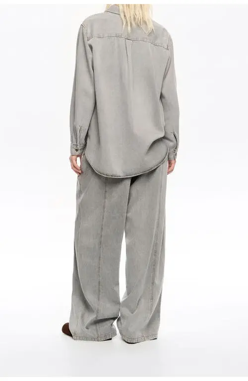 Bimba Y Lola Denim Wide Leg Trousers - Grey