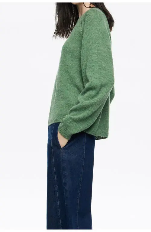 Bimba Y Lola Cotton-blend Raglan Sleeve Sweater - Green