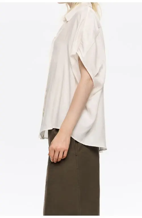 Bimba Y Lola Fluid Cape Shirt - Ivory