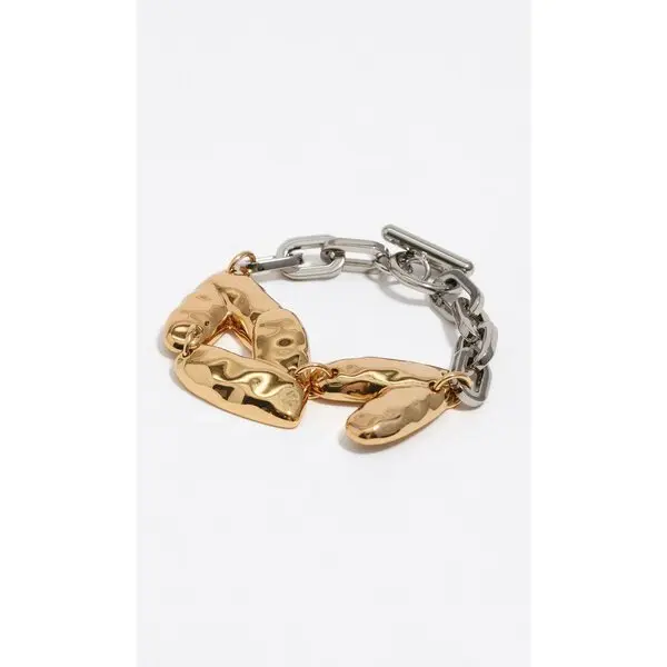 Bimba Y Lola Two-tone Textured Hearts Bracelet - Multigold