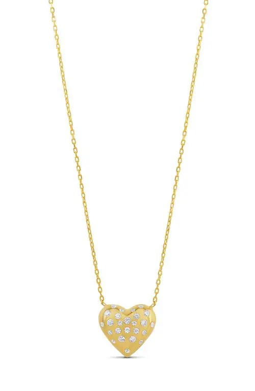 SHYMI Scattered Stone Puffy Heart Pendant Necklace - Gold