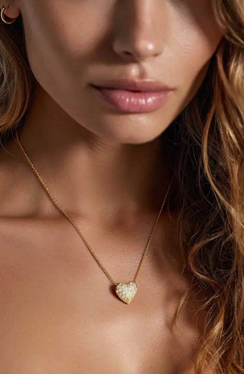SHYMI Scattered Stone Puffy Heart Pendant Necklace - Gold