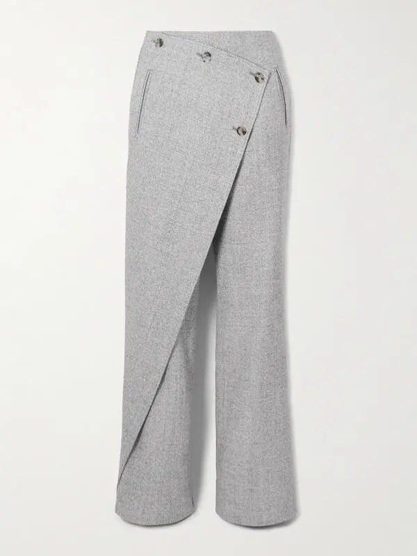 COURREGES Oblique Caviar Wool Straight-leg Pants - Gray
