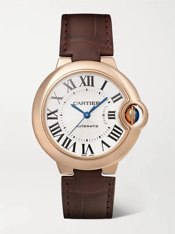CARTIER Ballon Bleu De Automatic 33mm 18-karat Rose And Alligator Watch - Gold