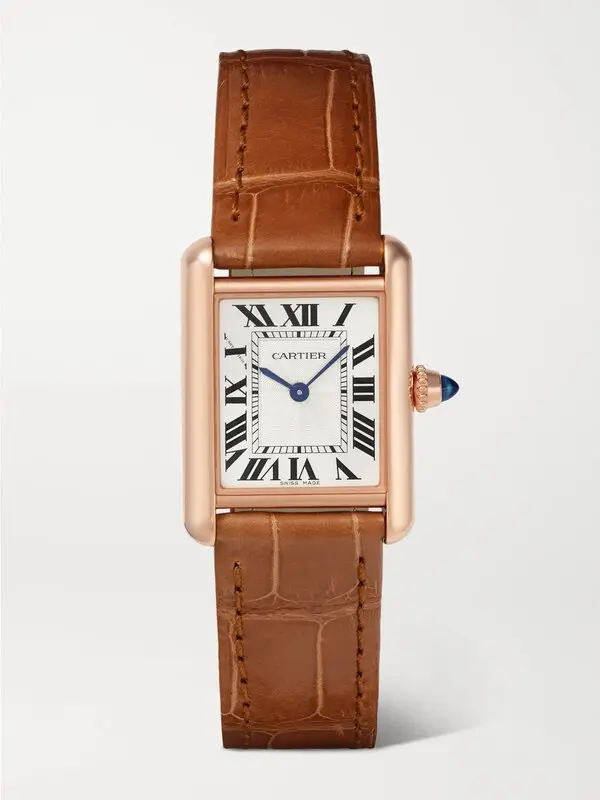 CARTIER Tank Louis 29.5mm Small 18-karat Rose And Alligator Watch - Gold