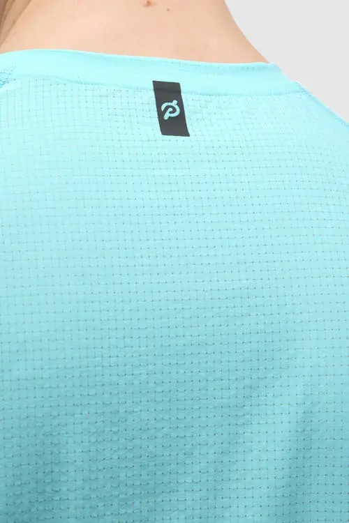 PELOTON Grid Jacquard Colorblock Short Sleeve Tee - Aqua Sky