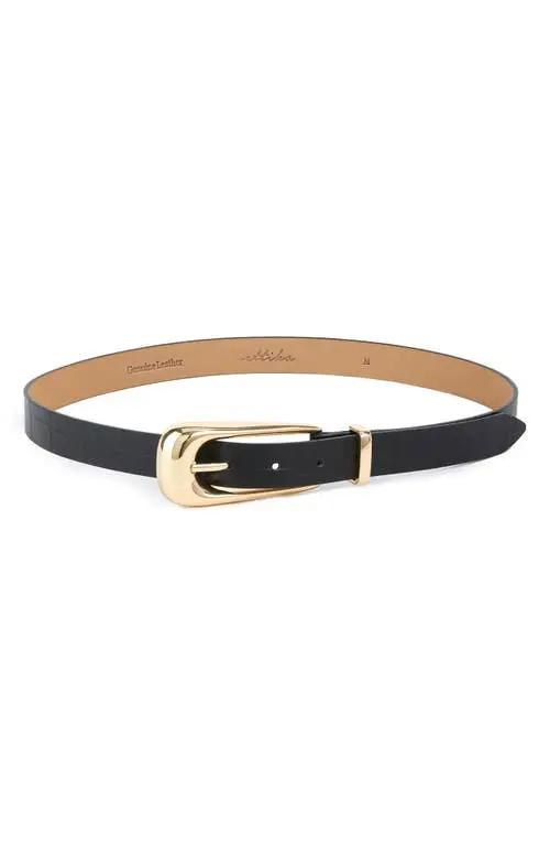 Ettika Snakeskin Print Leather Belt - Black And Gold