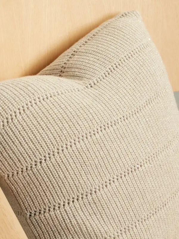 Brunello Cucinelli Sequin-embellished Metallic Ribbed-knit Pillow
