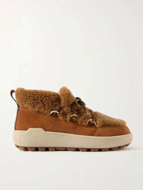 Bogner Suede-trimmed Shearling Ankle Boots - Tan
