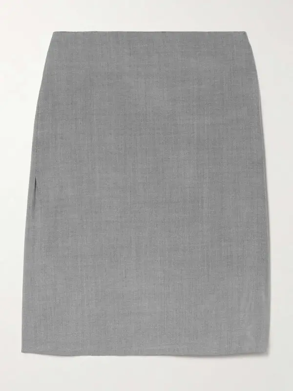 Calvin Klein Luna Wool Knee Length Skirt - Light Gray
