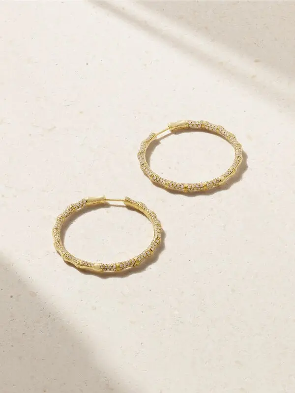 ANITA KO Bamboo 18-karat Diamond Hoop Earrings - Gold