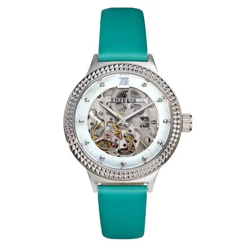 EMPRESS Alice Automatic Skeleton Leather-band Watch - Green