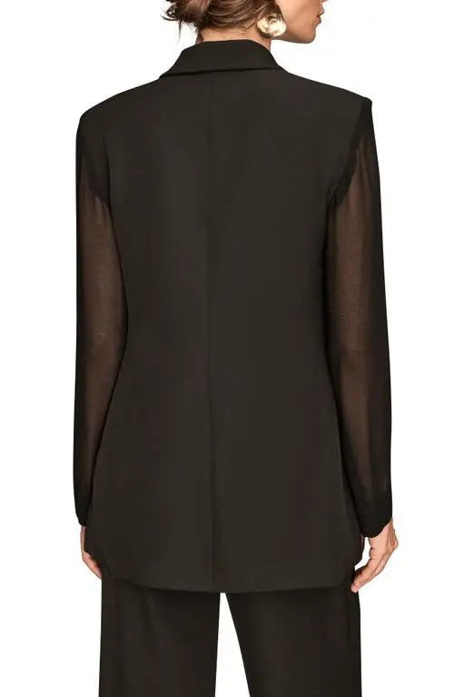 Donna Karan New York Sheer Sleeve Notched Lapel Open Front Blazer