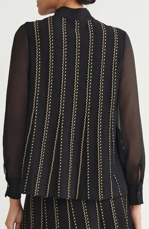 Ming Wang Metallic Stripe Cardigan