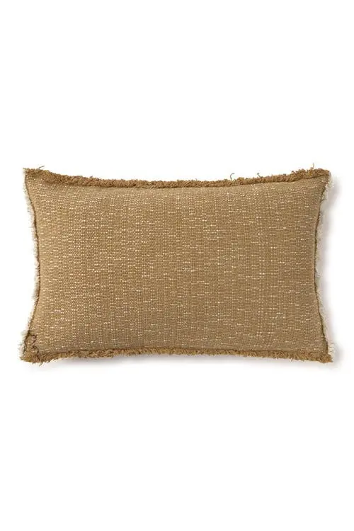 LORENA CANALS Handloom Rectangular Cushion - Ochre And Natural