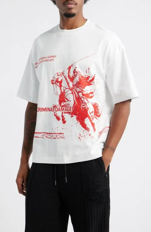 CRIMINAL DAMAGE Samurai Cotton Graphic T-shirt - Off White