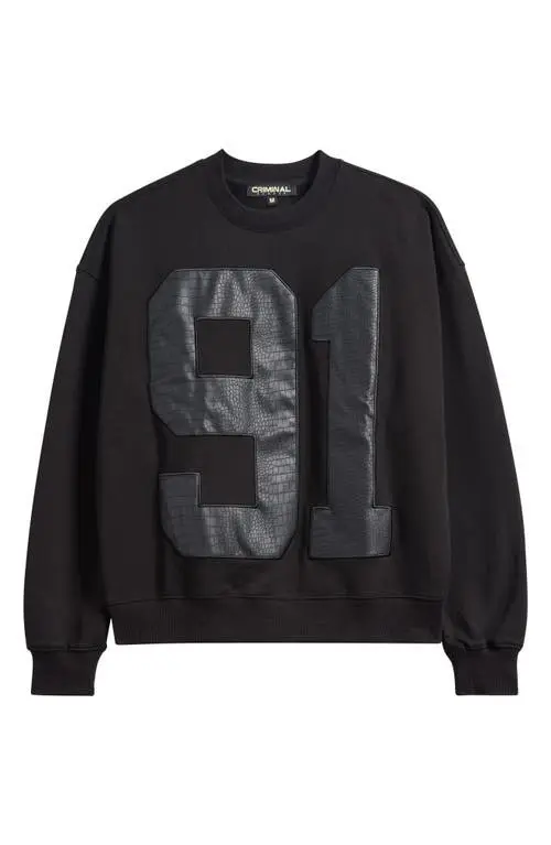 CRIMINAL DAMAGE Croc Embossed Logo Appliqué Sweatshirt