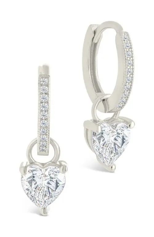 Sterling Forever Eugenia Heart Drop Huggie Hoop Earrings - Silver