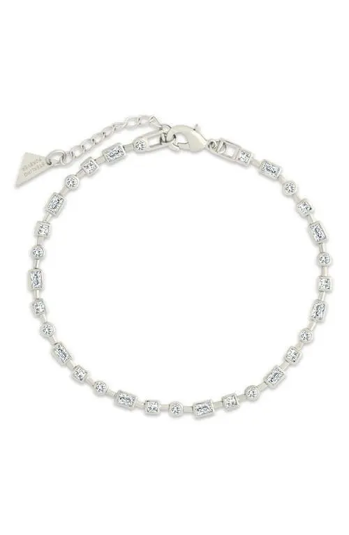Sterling Forever Camden Staggered Cubic Zirconia Tennis Bracelet - Silver