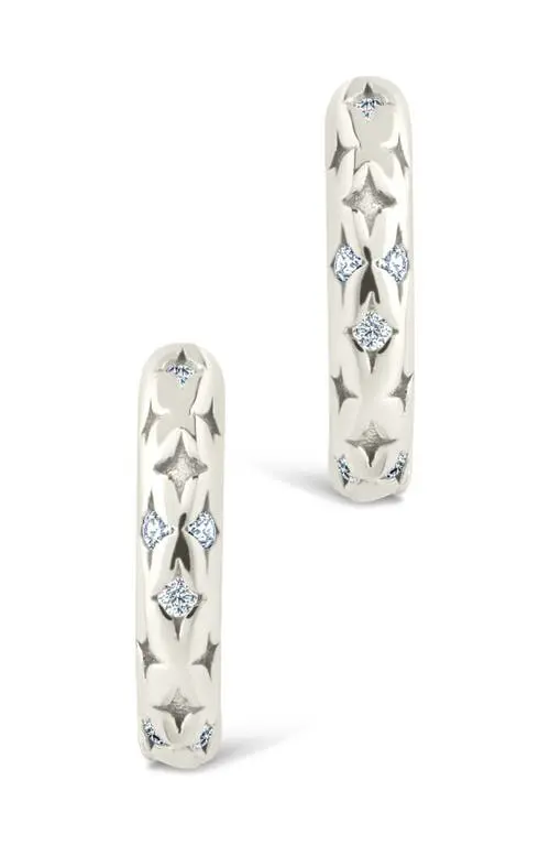 Sterling Forever Cubic Zirconia Hoop Earrings - Silver