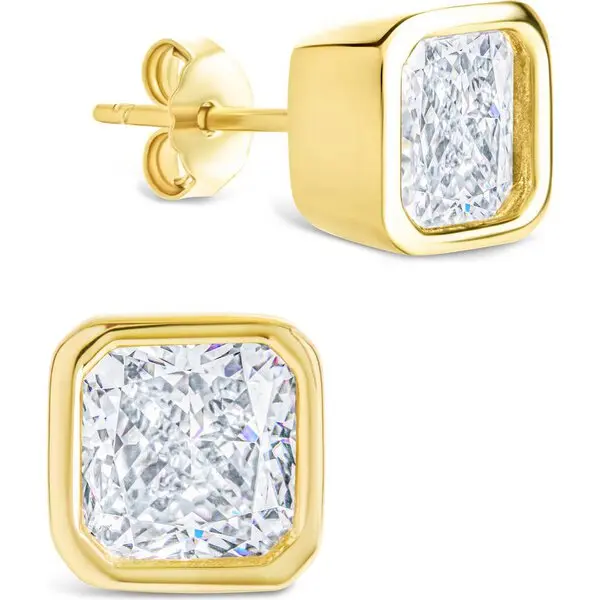 Sterling Forever Asscher-cut Cubic Zirconia Stud Earrings - Gold