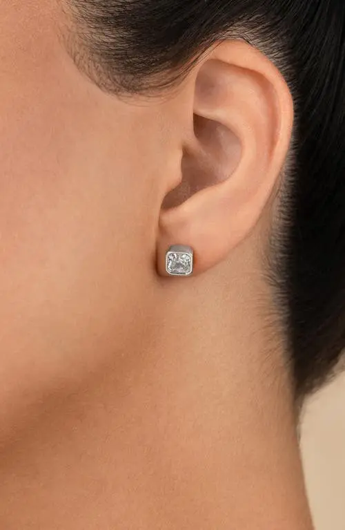 Sterling Forever Asscher-cut Cubic Zirconia Stud Earrings - Silver