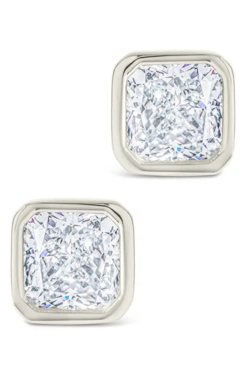Sterling Forever Asscher-cut Cubic Zirconia Stud Earrings - Silver
