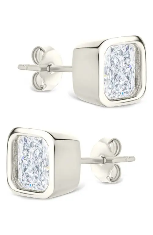 Sterling Forever Asscher-cut Cubic Zirconia Stud Earrings - Silver