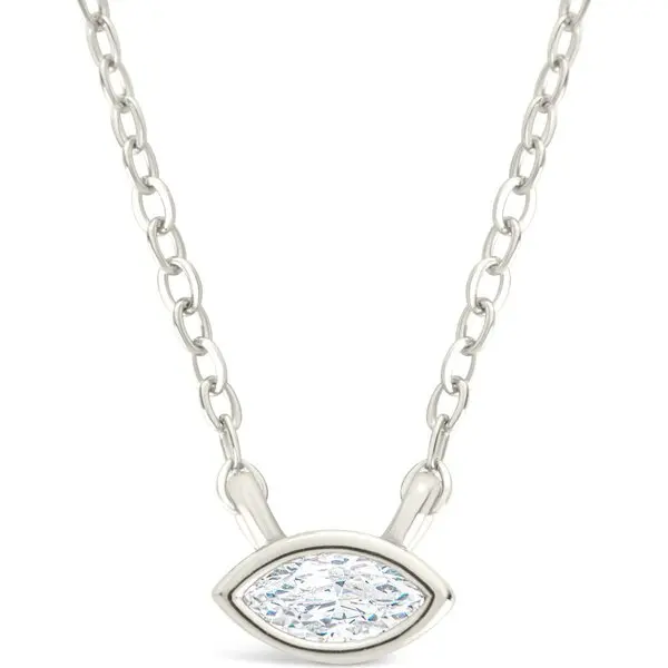 Sterling Forever Bezel Marquise Cubic Zirconia Pendant Necklace - Silver