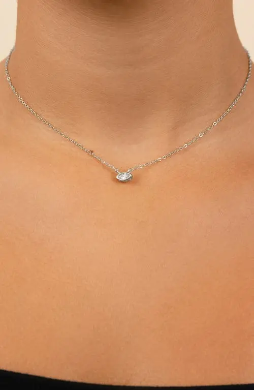 Sterling Forever Bezel Marquise Cubic Zirconia Pendant Necklace - Silver