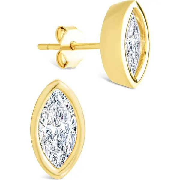 Sterling Forever Marquise-cut Cubic Zirconia Stud Earrings - Gold