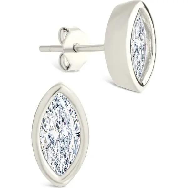 Sterling Forever Marquise-cut Cubic Zirconia Stud Earrings - Silver
