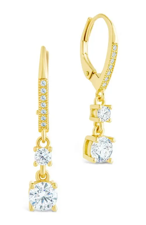 Sterling Forever Magdalena Cubic Zirconia Drop Hoop Earrings - Gold