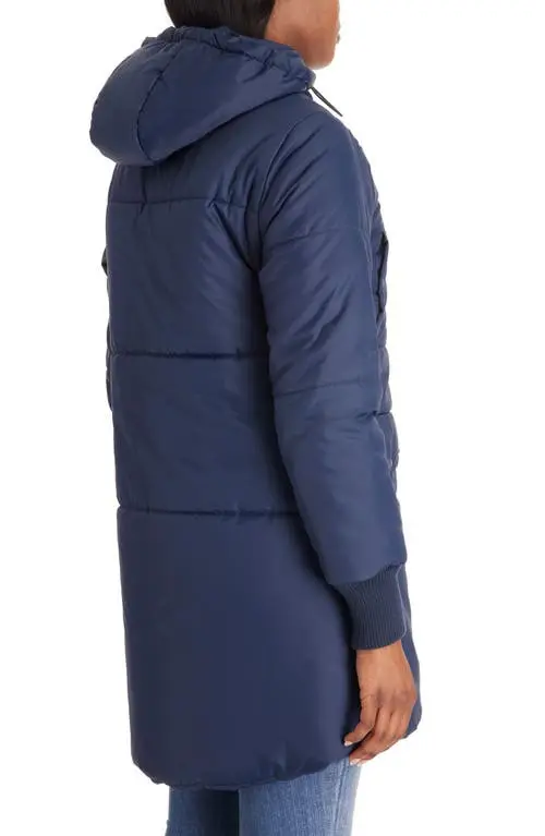 MODERN ETERNITY 3-in-1 Hooded Maternity Puffer Jacket With Removable Panel - Navy