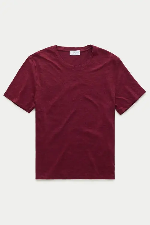WOLF VS. GOAT (WVG) Short Sleeve Linen Crew Neck Tee - Rosso