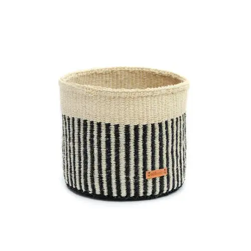 OTHERS TRADE FOR HOPE Striped Sisal Basket - Black White