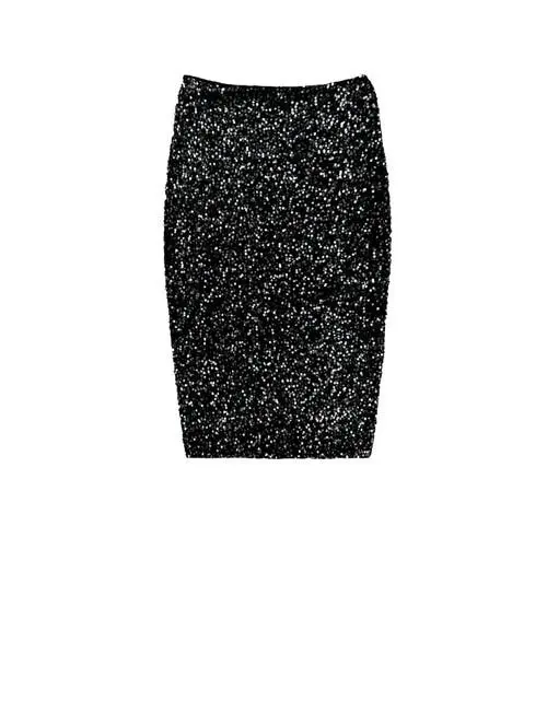 Baacal Kaya Sequin Midi Skirt - Silver/black