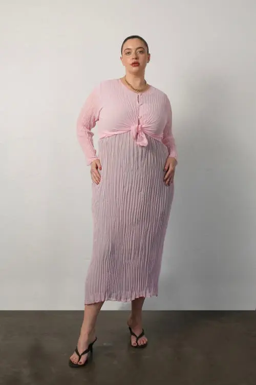 Baacal Maya Pleated Cardigan - Pink
