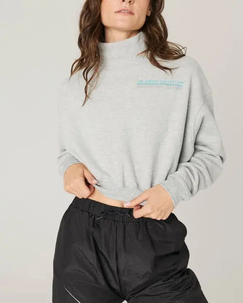DAUGHTER LESSONS Cowl Neck Cropped Sweatshirt - Grey