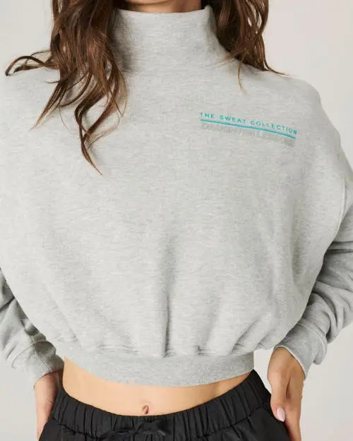DAUGHTER LESSONS Cowl Neck Cropped Sweatshirt - Grey