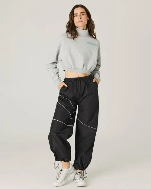 DAUGHTER LESSONS Cowl Neck Cropped Sweatshirt - Grey
