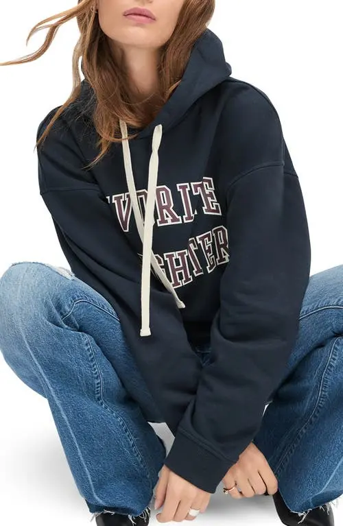 FAVORITE DAUGHTER Collegiate Graphic Hoodie - Navy/burgundy