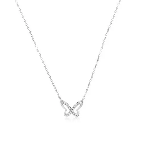 THE LOVERY FINE JEWELRY Mini Diamond Butterfly Cutout Necklace - White Gold