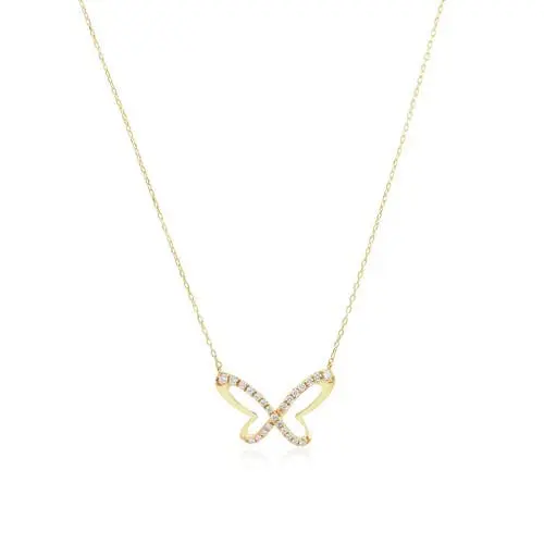 THE LOVERY FINE JEWELRY Diamond Butterfly Necklace - Yellow Gold