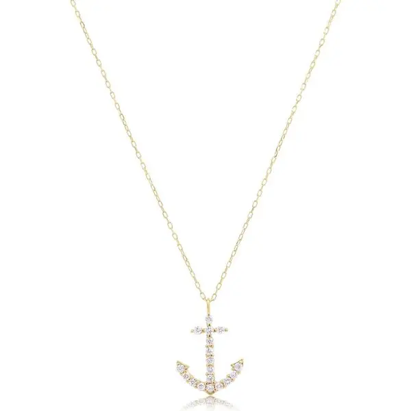 THE LOVERY FINE JEWELRY Diamond Anchor Necklace - Yellow Gold