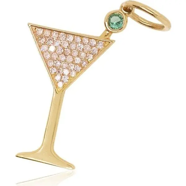 THE LOVERY FINE JEWELRY Diamond And Emerald Martini Charm - Yellow Gold