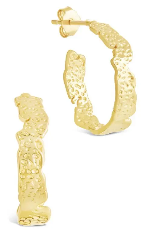 Sterling Forever Textured Hoop Earrings - Gold