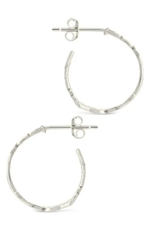 Sterling Forever Textured Hoop Earrings - Silver