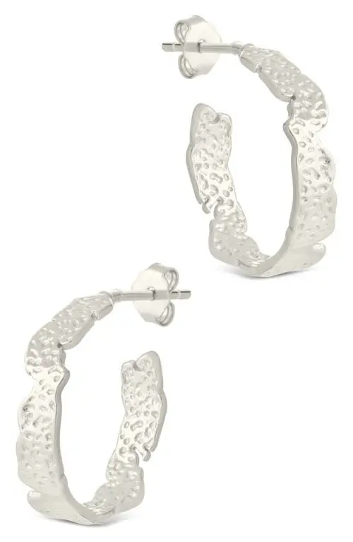 Sterling Forever Textured Hoop Earrings - Silver